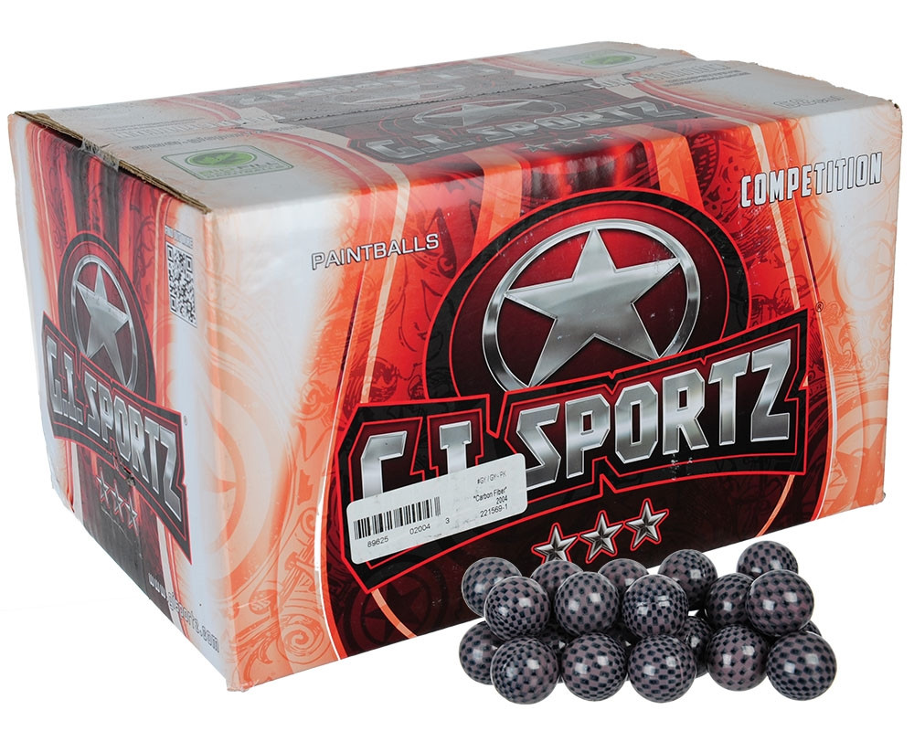 GI Sportz .68 Caliber Paintballs - 3 Star Carbon Fibre - 2,000 Rounds