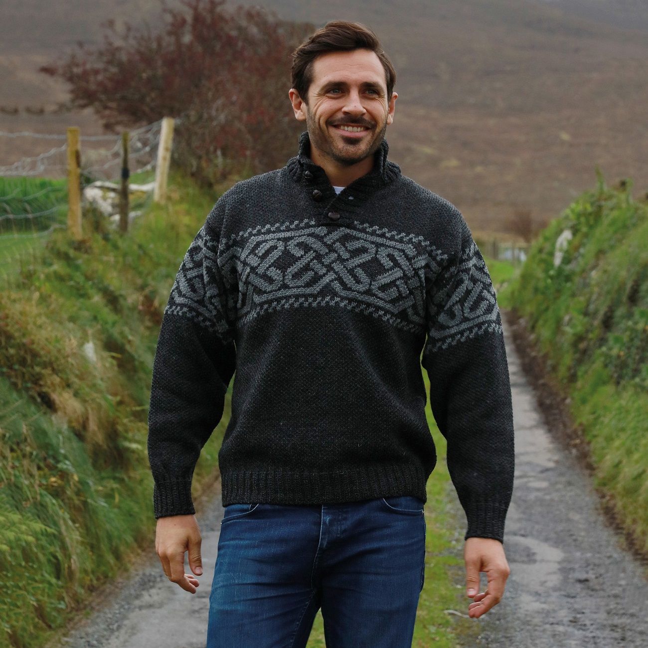 Rugged Celtic Wool Troyer Sweater| Carraig Donn | Keilys.com