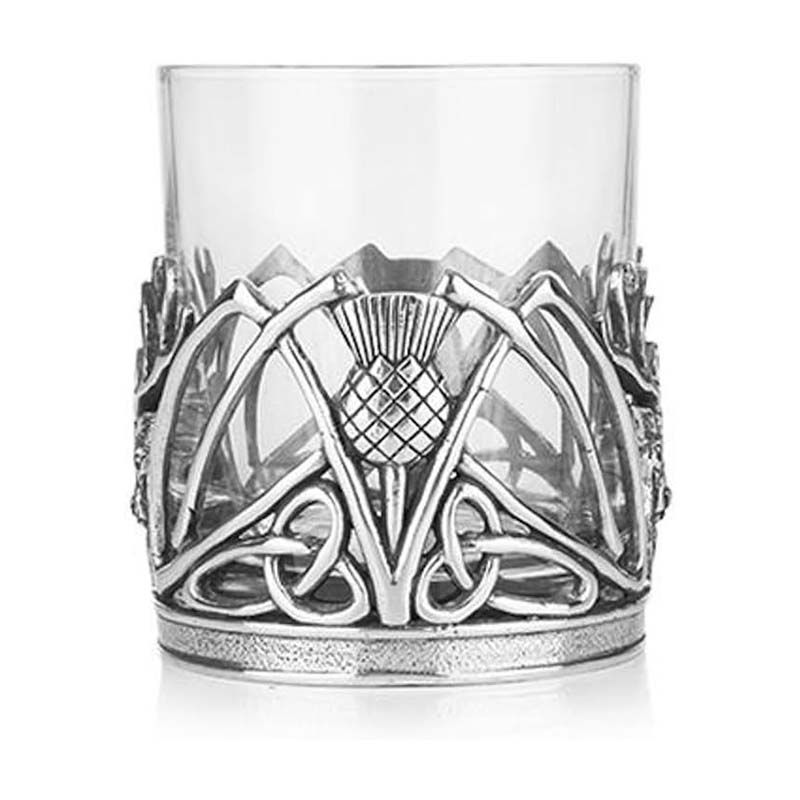 Stag and Thistle Celtic Pewter Whisky Glass | Keilys.com
