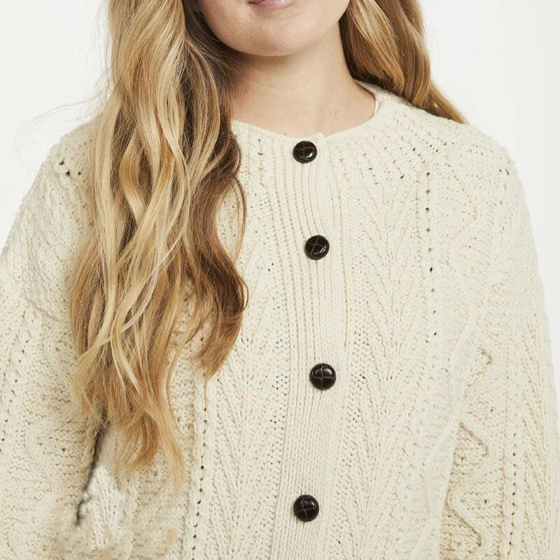 Aran Button Up Cable Knit Cardigan | Keilys.com