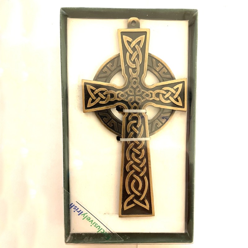 Irish Trinity Celtic Knot Cross Wall Hanging Brass | Keilys.com