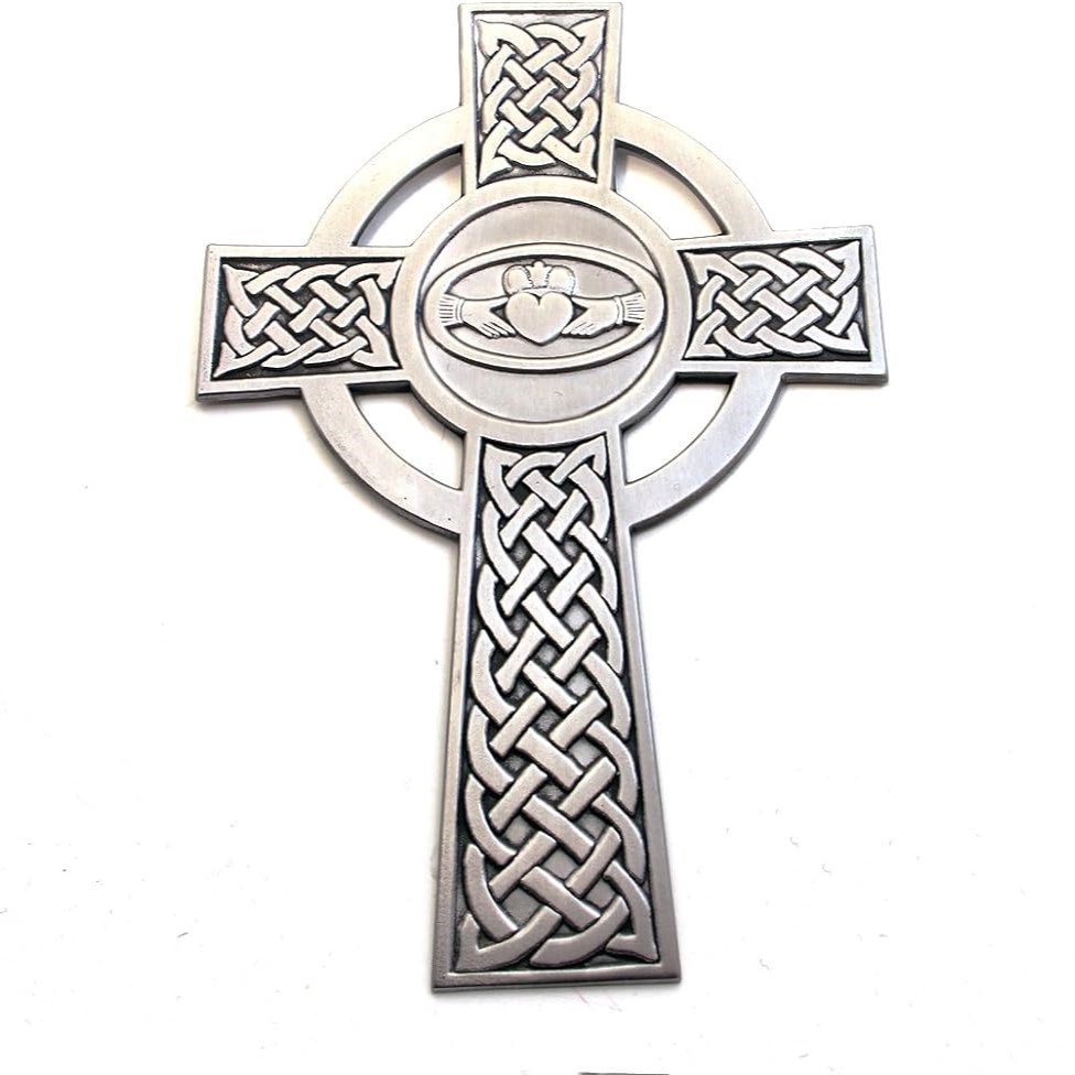 Pewter Irish Claddagh Cross 8" Keilys.com