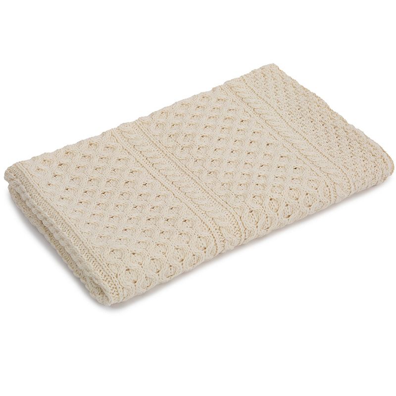 Aran Knit Wool Baby Blanket | Keilys.com