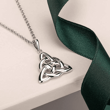 Sterling Silver Irish Trinity Knot Pendant Platinum Plated | Keilys.com