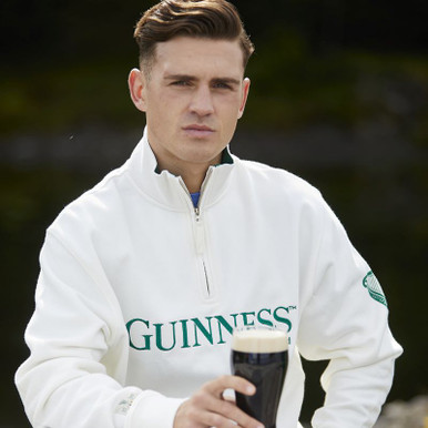Guinness Men's 1/4 Zip Fleece Cream & Green | Keilys.com