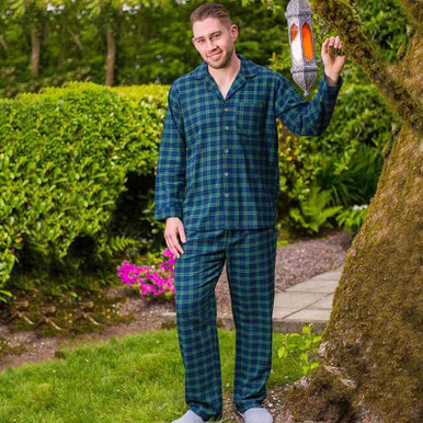 Men's Cotton Flannel Pajamas - Scottish Tartan Design