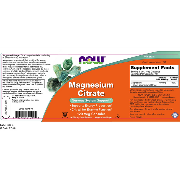 Magnesium Citrate - 120 Vege Capsules - Vita Health Ltd