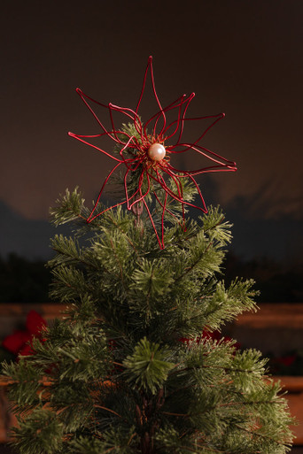 Poinsettia Handmade Wire Tree Topper/Door Decor