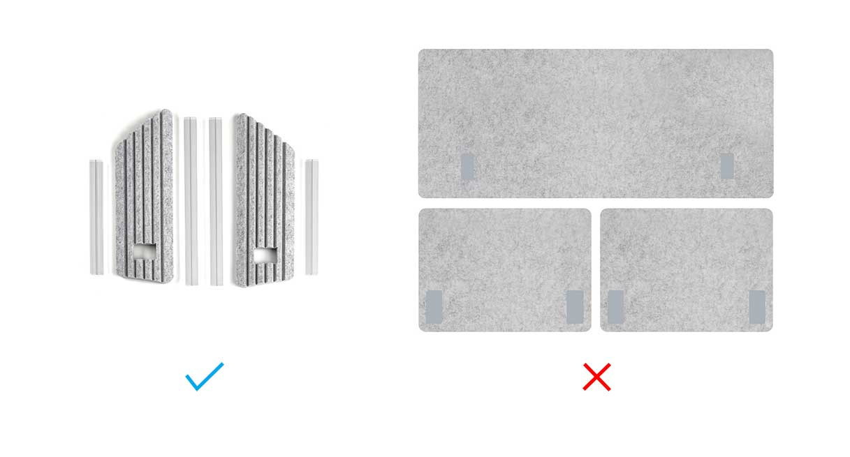 Corner Inserts for 3-Sided Acoustic Privacy Screen | UPLIFT Desk