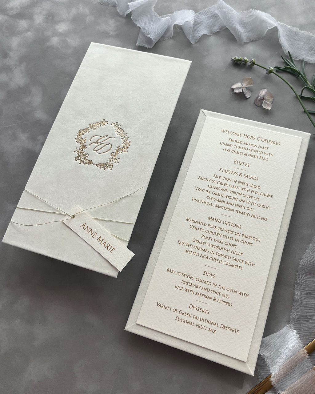 Cream Velvet Menu Boards - Double-sided - Polina Perri UK