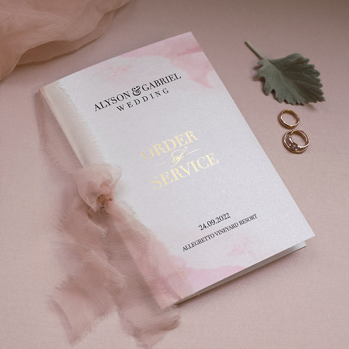 Wedding Order of Service Brochure with silk ribbon - Polina Perri UK