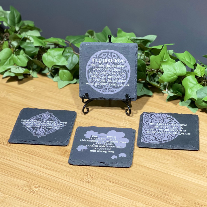 Traditional Irish Slate Coasters - Lifeforce Glass, Inc.