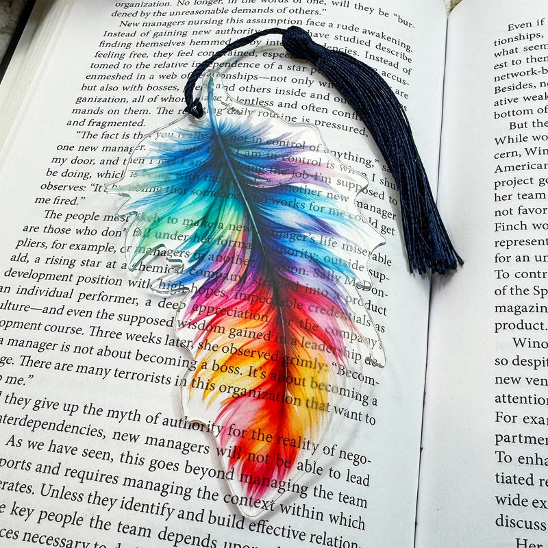 Rainbow Feather, Acrylic Bookmark - Lifeforce Glass, Inc.