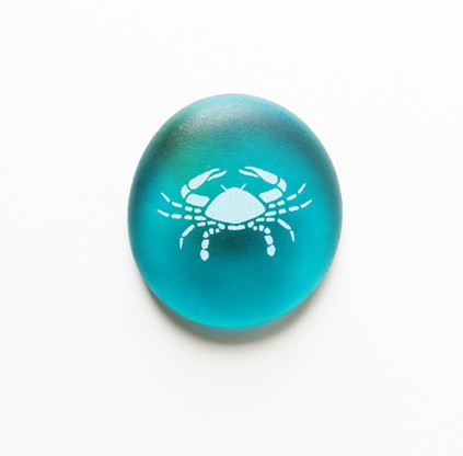Crab Mermaid Message. Crustacean on glass. | Lifeforce Glass