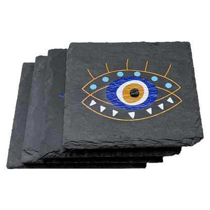 Evil Eye Slate Coasters - Lifeforce Glass, Inc.