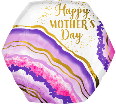 23" Happy Mother's Day Watercolor Geode - Helium Xpress Balloon Wholesale