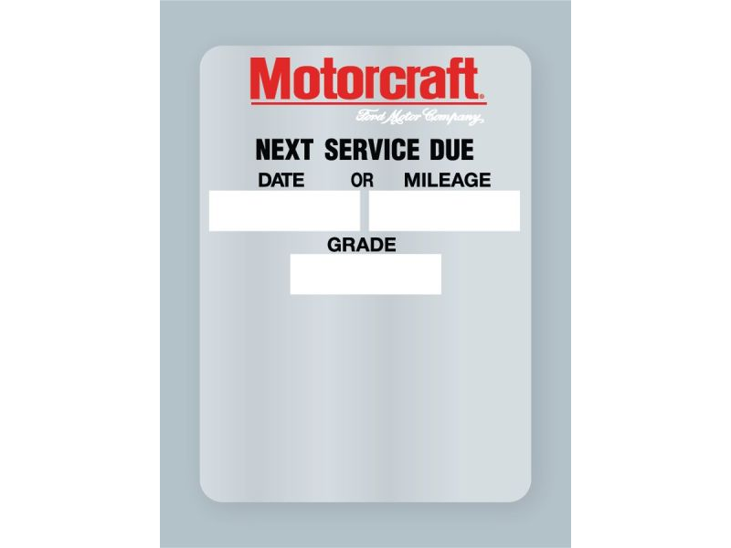 Motocraft Oil Change Stickers - Static Cling - OILabel.com
