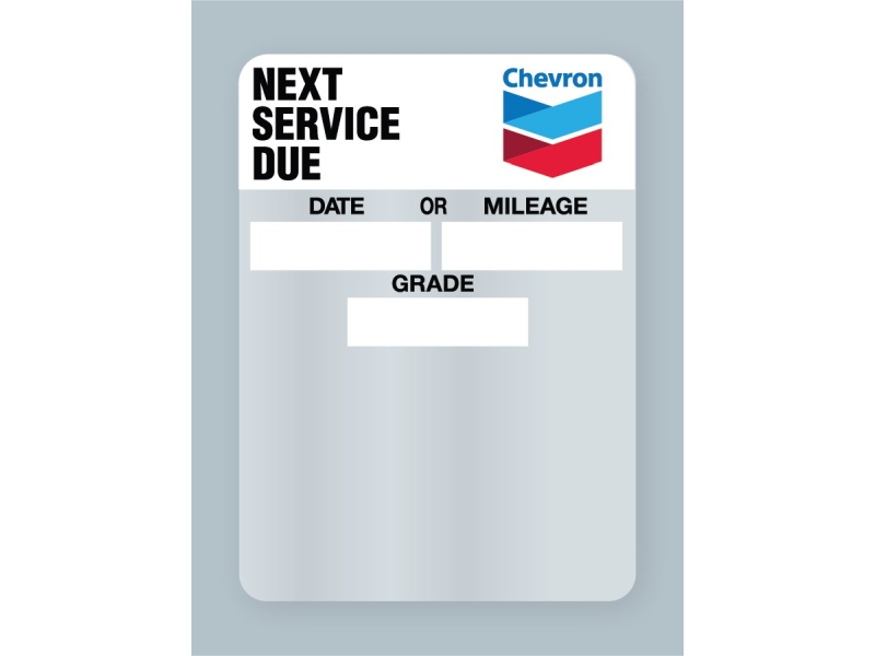 Oil Change Stickers: Chevron - OILabel.com - In Stock Today!