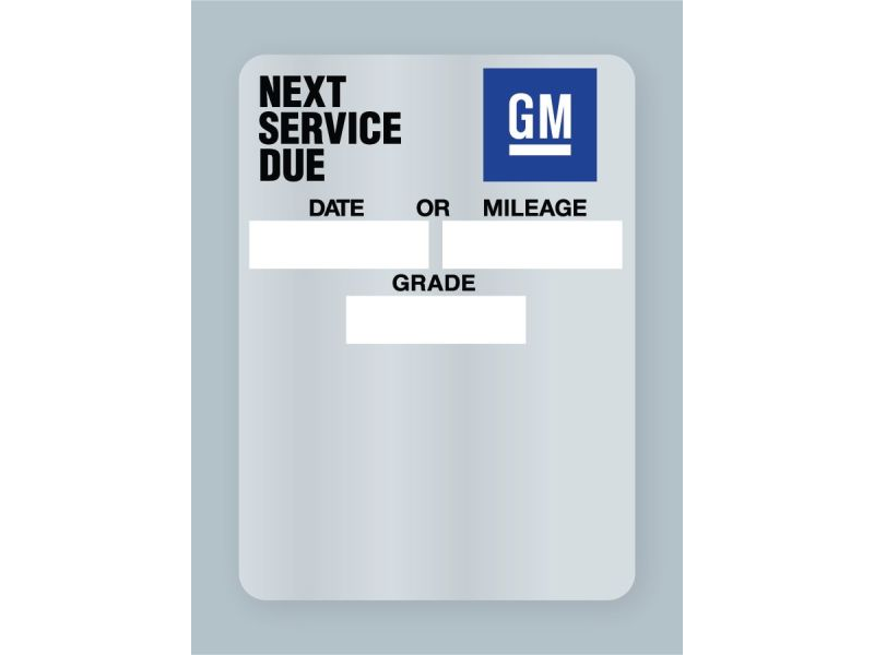 GM Oil Change Stickers - OILabel.com - Static Cling