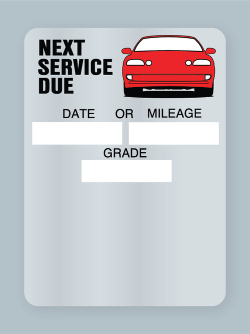 Generic Red Car Next Service Due Label - OILabel.com