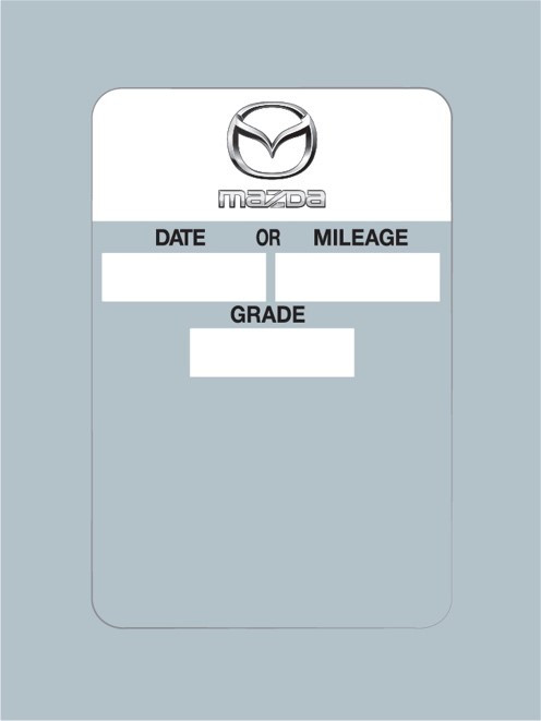 Mazda Oil Change Stickers - Clear Static Cling - OILabel.com