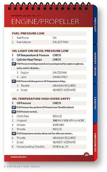 Piper Archer II PA-28-181 Qref Aviation Checklist Book