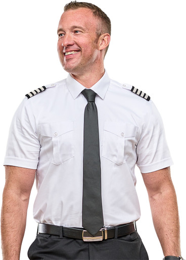 White Professional Short-Sleeve Airline Pilot Shirt | MG Pilot Shop