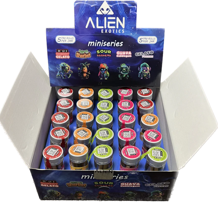Alien Exotics - THCA Miniseries 2.5g Five ASSORTED FLAVOR Pre-Rolls ...