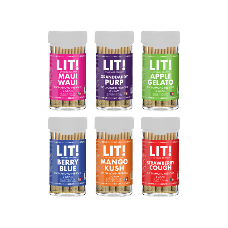LIT! Premium THC Diamond 2G JAR Pre Roll Joints (10CT)