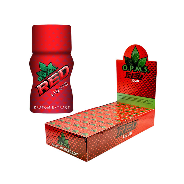OPMS Red Edition Liquid Kratom Extract Shot Display Of 50