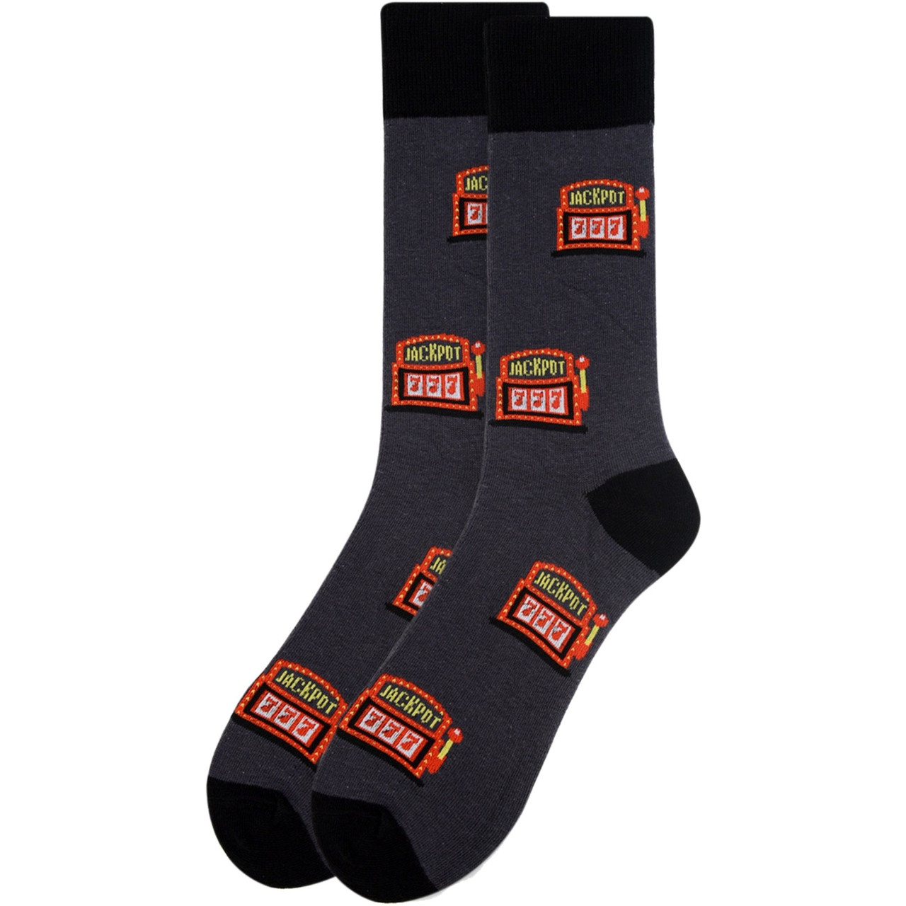 Men's Jackpot Casino Slot Machine 777 Winner Pattern Crew Novelty Socks ...
