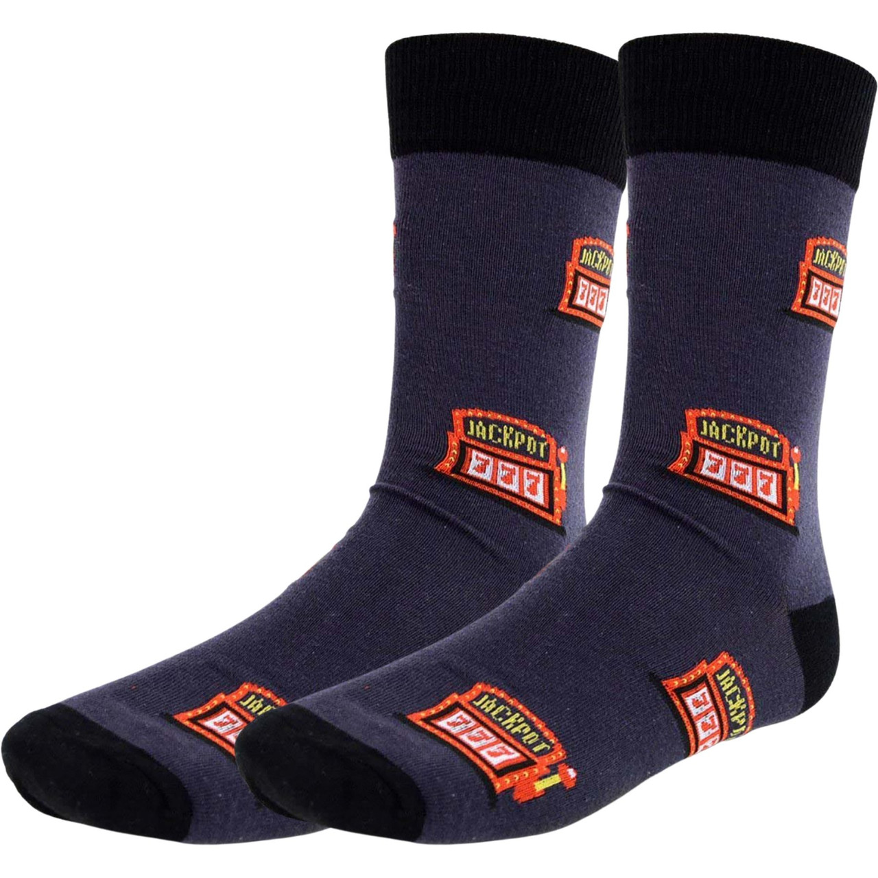 Men's Jackpot Casino Slot Machine 777 Winner Pattern Crew Novelty Socks ...