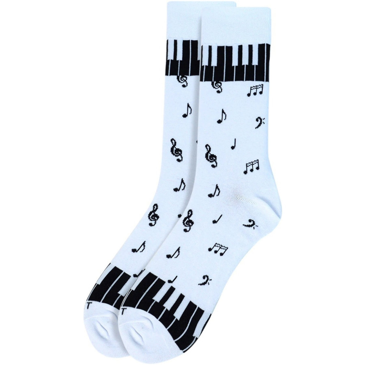 Men's Piano Keys Musical Notes Pattern Premium Crew Novelty Socks ...