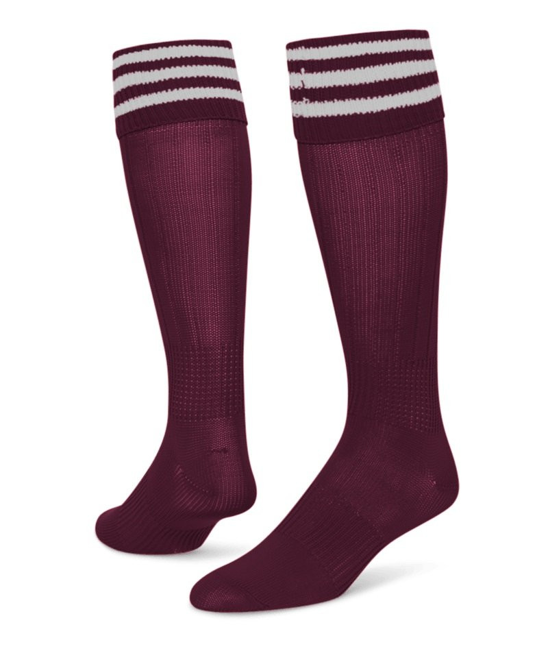 Maroon And White Striped Socks