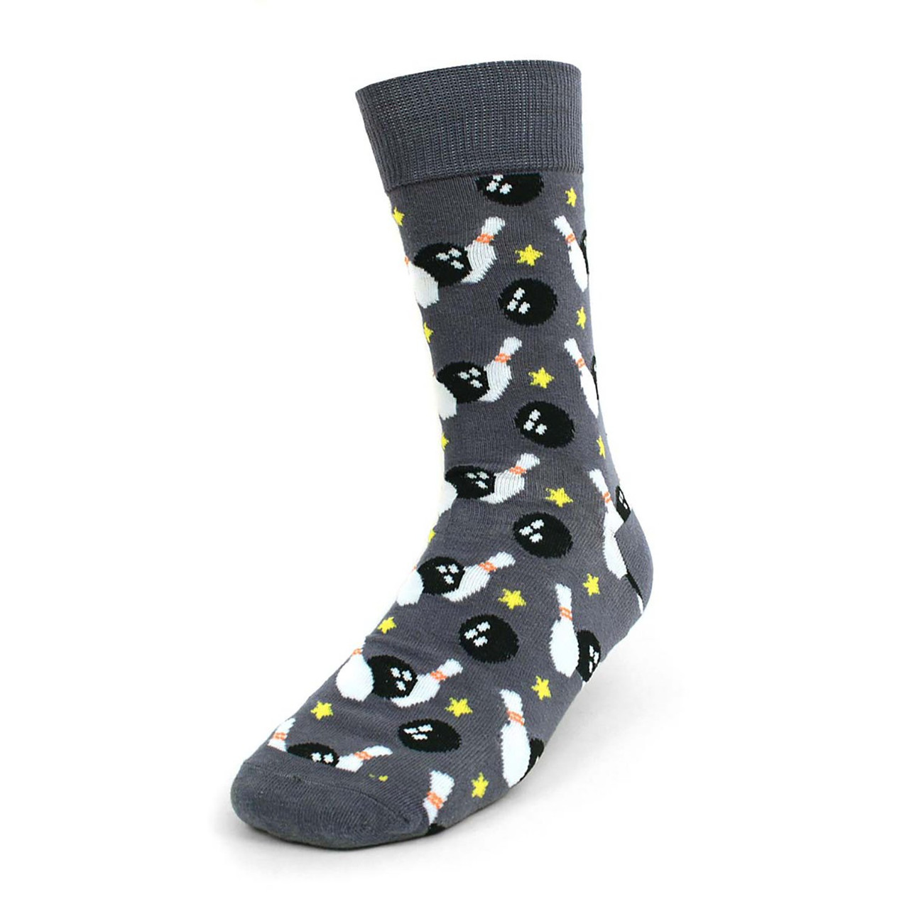 Men's Bowling Crew Novelty Socks - Gray