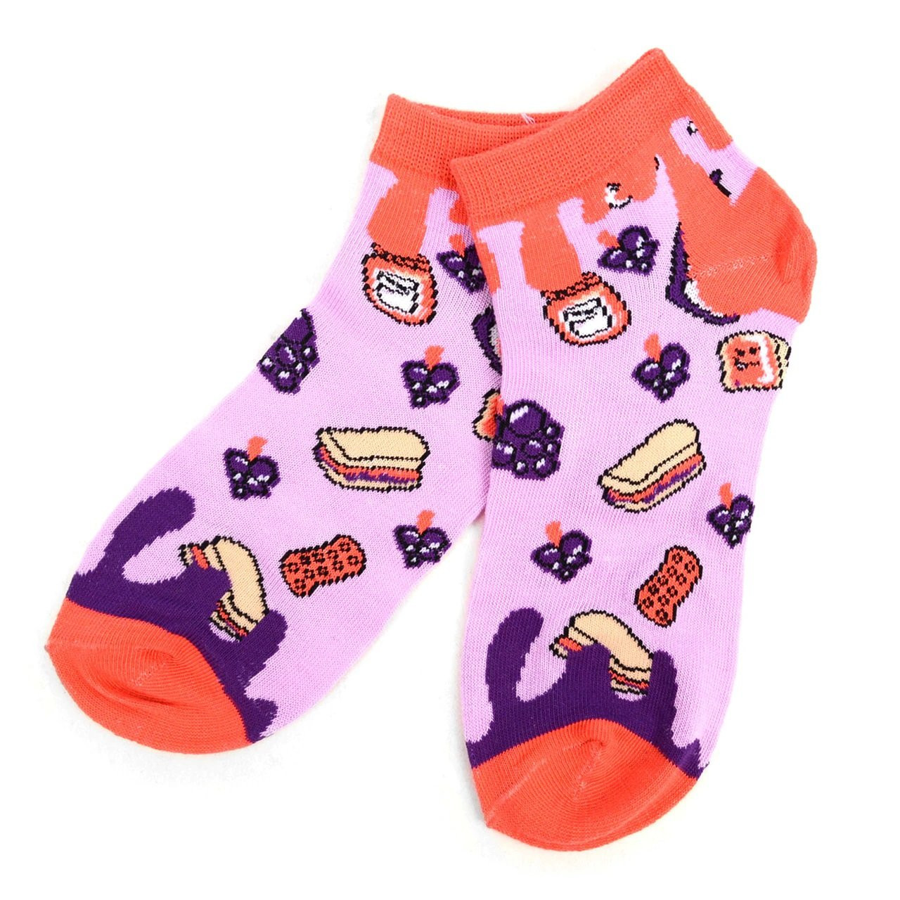 6 Pairs of Women's Tasty Peanut Butter and Jelly Ankle Socks - Multicolor