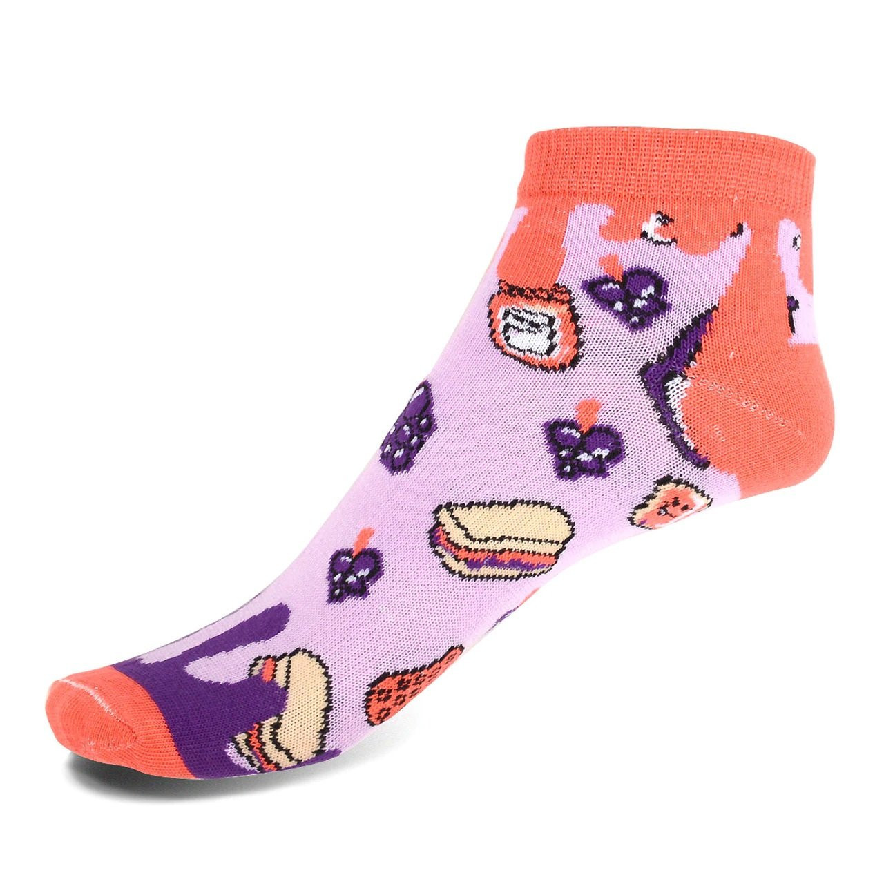 6 Pairs of Women's Tasty Peanut Butter and Jelly Ankle Socks - Multicolor
