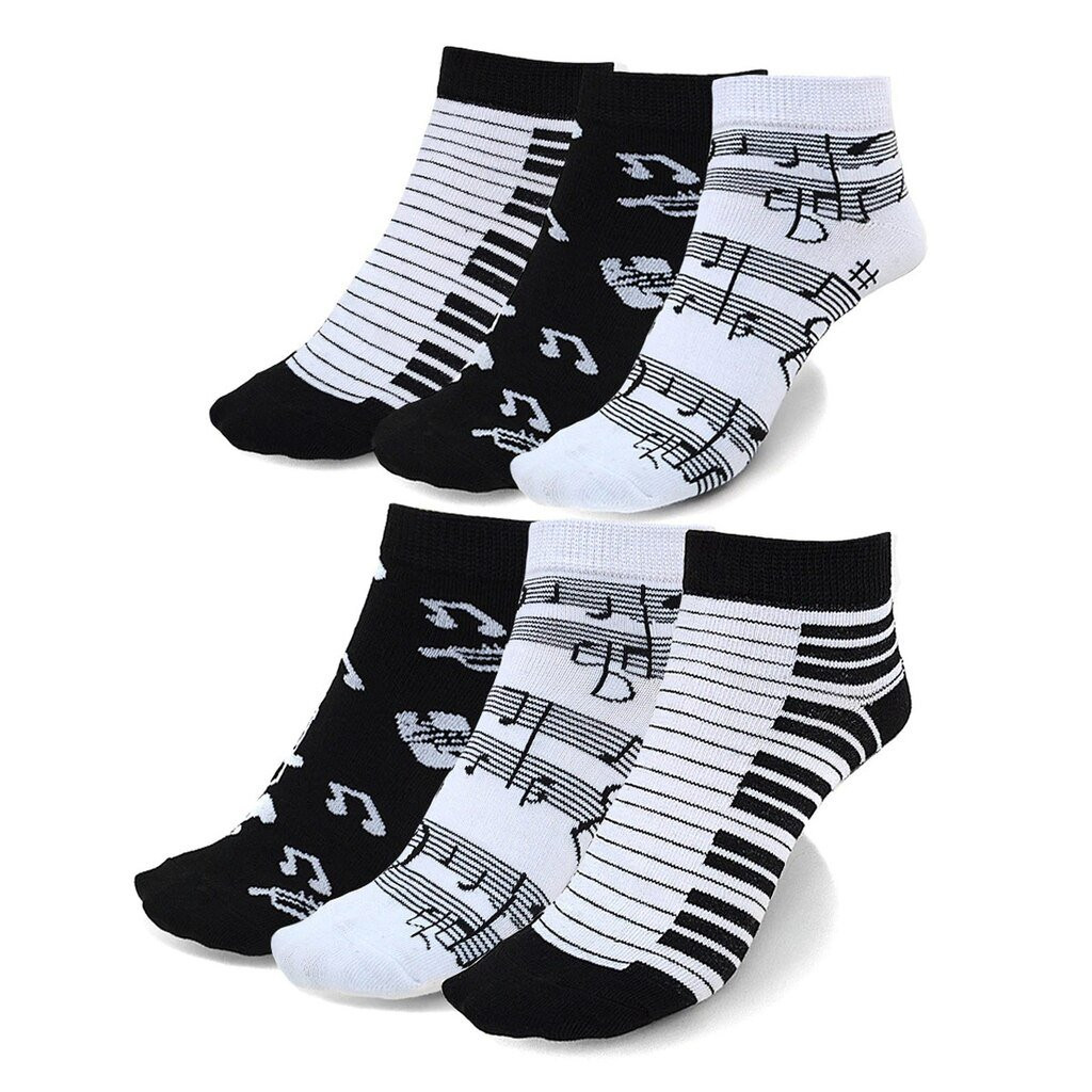 6 Pairs of Women's Tickle the Ivories Ankle Socks - Black/White
