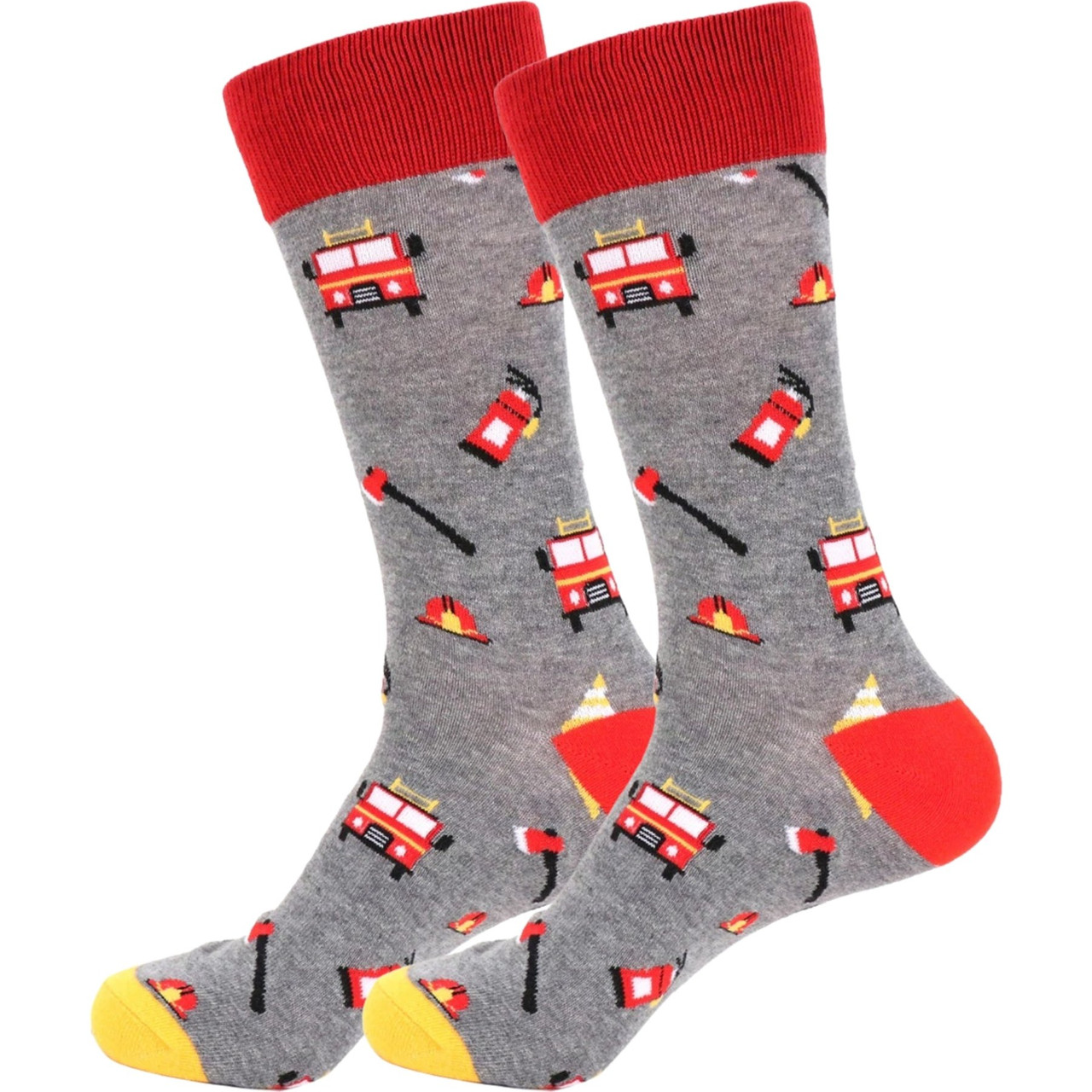 Pair of Men's Firefighter Novelty Socks - Gray