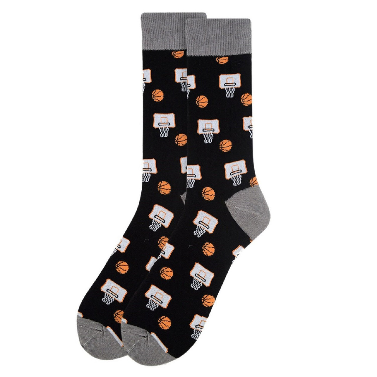 Men's Basketball Hoops Crew Novelty Socks - Black