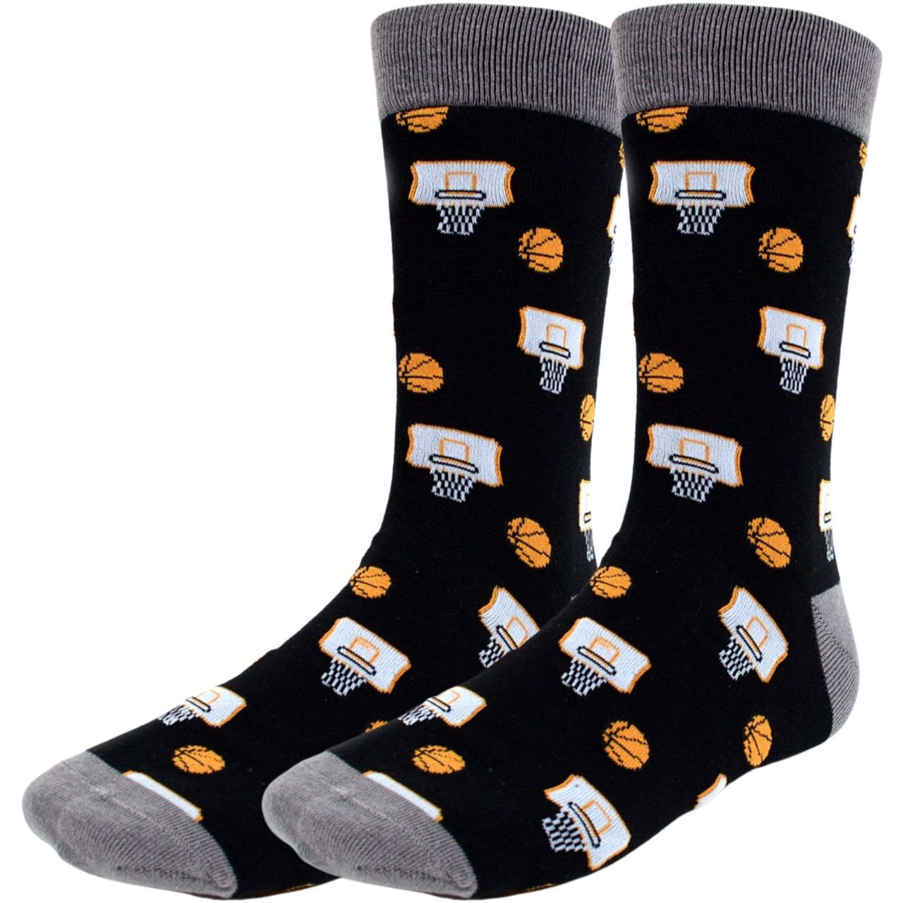 Men's Basketball Hoops Crew Novelty Socks - Black