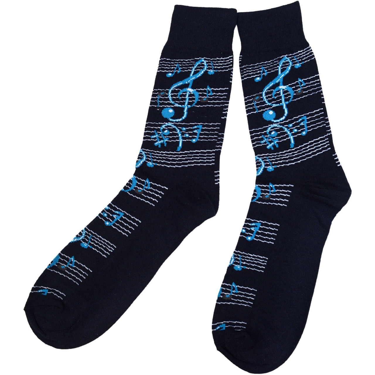Men's Music Notes Crew Novelty Socks - Black