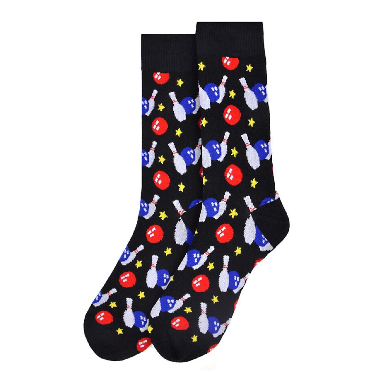 Men's Bowling Crew Novelty Socks - Black