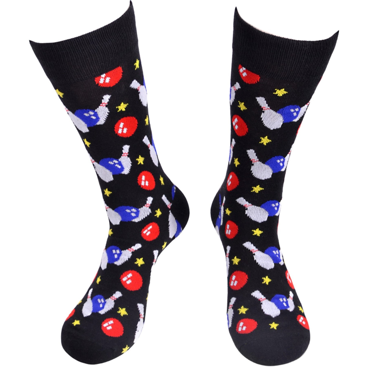 Men's Bowling Crew Novelty Socks - Black