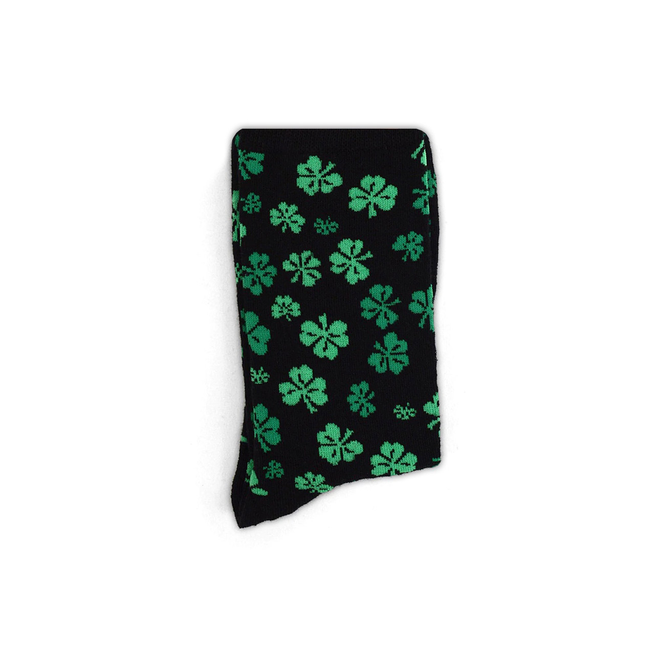 Men's St. Patrick's Day Shamrock Clover Crew Novelty Socks - Black