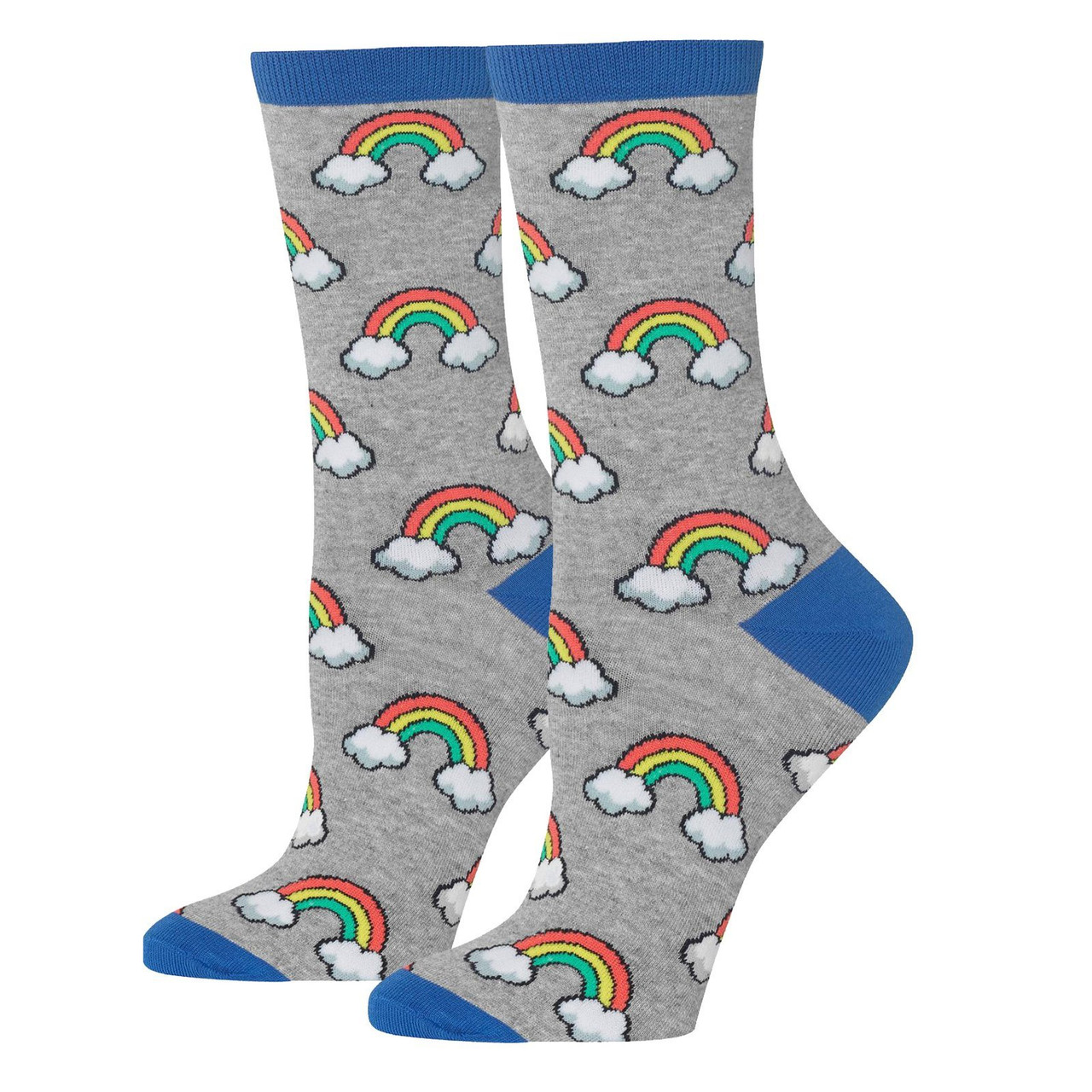 Women's Rainbow Crew Socks - Sweatshirt Grey