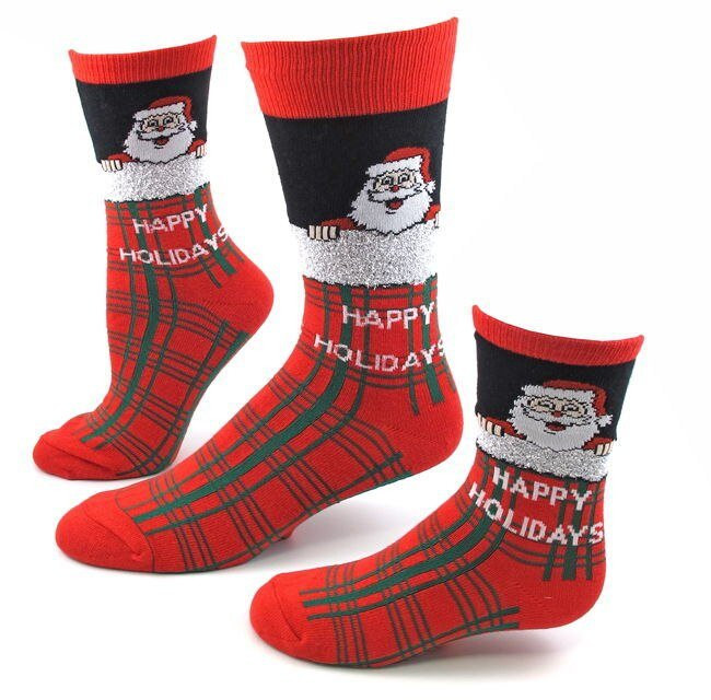 Santa Plaid Christmas Socks Women - AbsoluteSocks