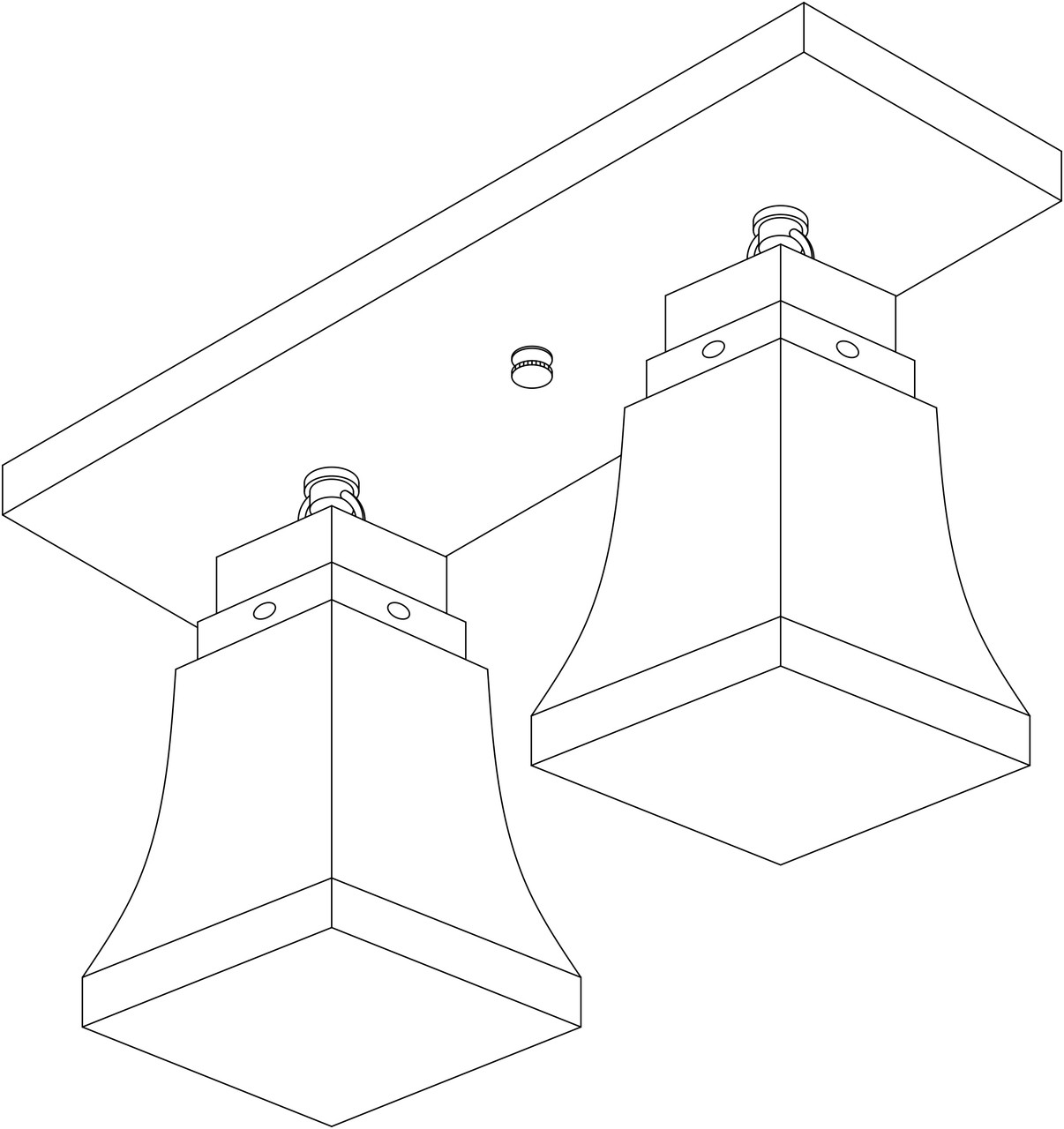 Ruskin Two Light Ceiling Mount with Art Glass Shades RCM-2