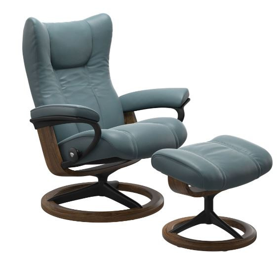 Stressless Wing Signature Base Chair and Ottoman