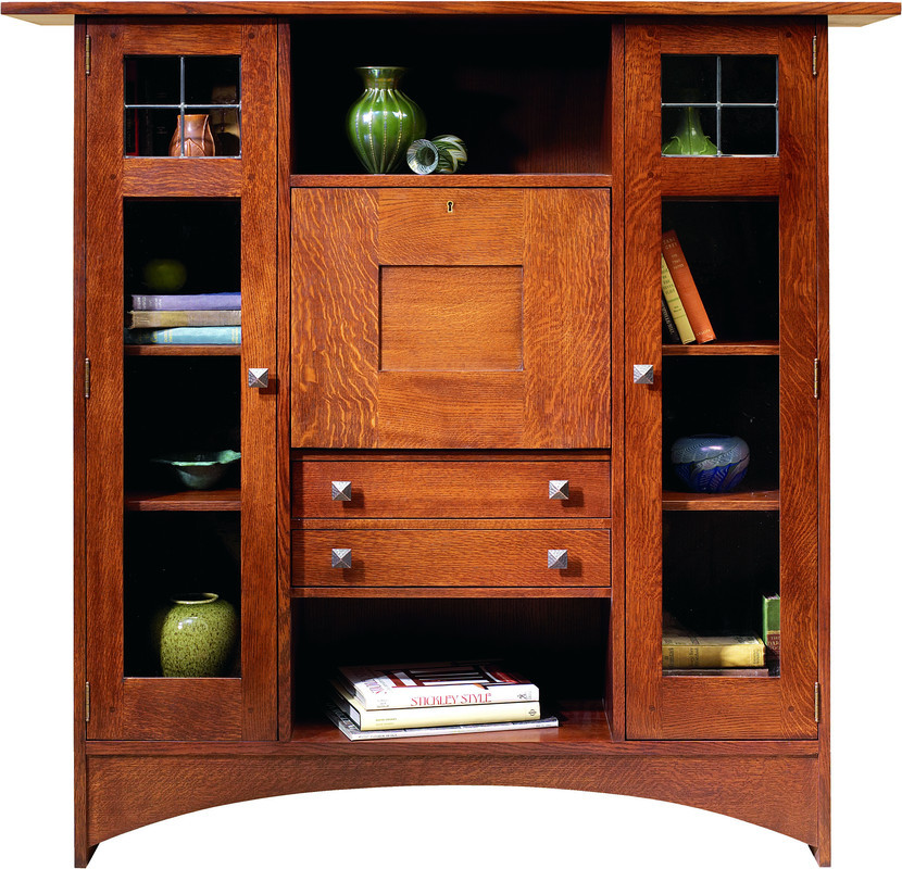Ellis Fall-Front Bookcase with Glass Doors by Stickley (89-477-G)